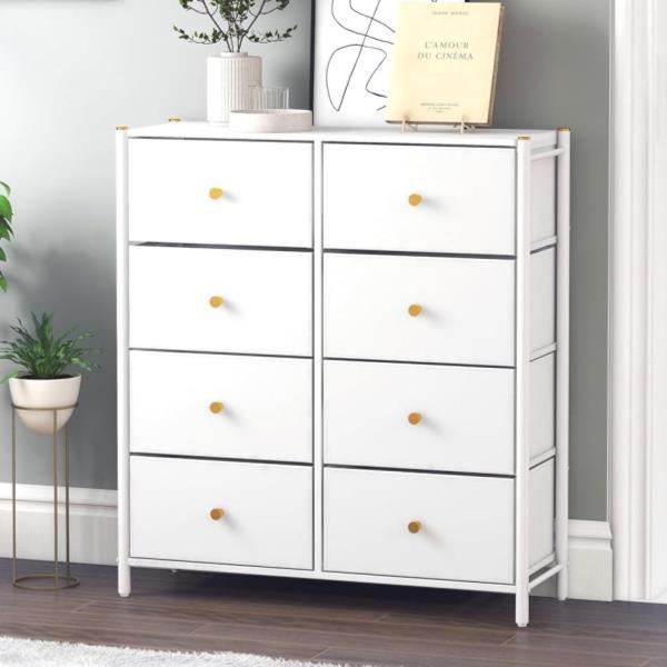 品番：N-7107 GOLDVEL エレガントチェスト 4段ダブルW89 ホワイト商品仕様：●製品サイズ：(約)幅89×奥行32.5×高さ97cm ●製品重量：(約)14.5kg ●素材・材質：本体フレーム・補強ワイヤー/スチール(粉体塗装...