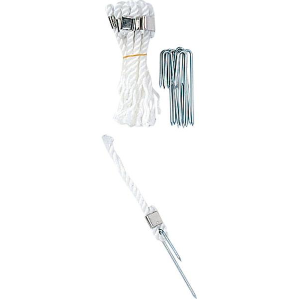 ●視認性に優れる太ロープタイプ品番：K-2287-WT ポイントマーカーDX商品仕様：●商品本体サイズ：ロープ/径8mm×長20cm、クイ/径4mm×長15cm●素材：ロープ/ポリエチレン、クイ/スチール●白、10本1組検索ワード：グラウン...