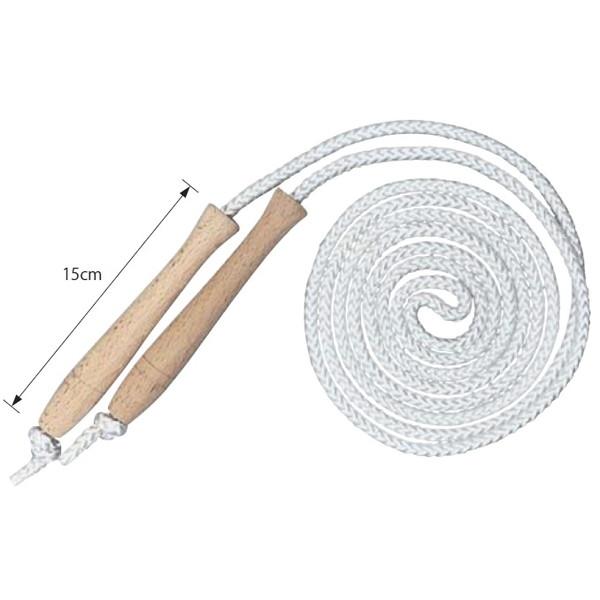 ●にぎりやすいニューグリップ形状品番：K-3898 スーパージャンプWC商品仕様：●材質：グリップ/木、ロープ/ポリエステル●サイズ：ロープ径6mm直径×全長3m、グリップ長/15cm検索ワード：縄飛び なわとび 体育祭 運動会 レクレーシ...