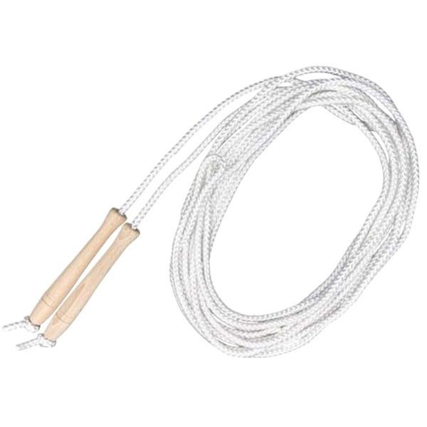 ●にぎりやすいグリップデザイン。品番：K-3900 スポーツ長なわWC6商品仕様：●材質：グリップ/木、ロープ/ポリエステル●サイズ：全長/6m、グリップ長/15cm●ロープ径6mm直径検索ワード：長なわ 長縄 縄跳び 大なわ 大繩 縄飛び...