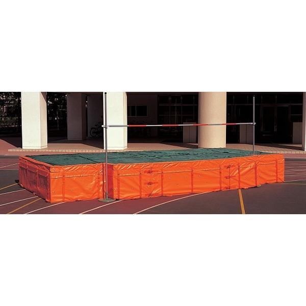 ●ウレタンと空気クッションを利用、着地時の安全性をより高めた特殊構造です。品番：F1771 走高跳公式規格 エバーマット商品仕様：●商品サイズ：幅300×長600×厚70cm●材質：外被＝ポリエステル防水帆布（本体オレンジ、上部グリーン）。...