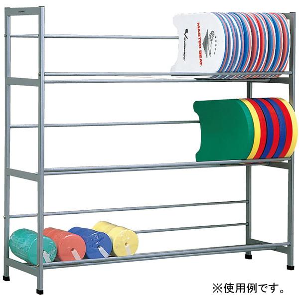 ●100枚近く収納が出来る安定感のある3段式。品番：EHB269 ビート板整理棚アルミ3商品仕様：●素材：アルミ●商品サイズ：幅130cm×奥行38cm×高さ120cm●商品重量：5.5g●日本製●3段タイプ検索ワード：整理棚 ビート板 収...