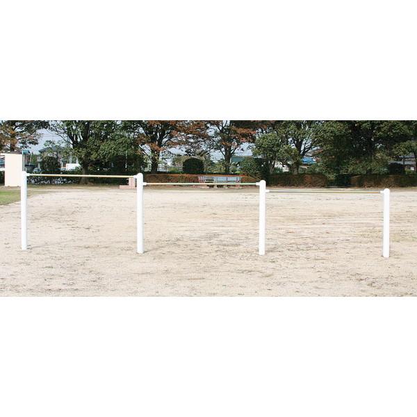 ●3連低鉄棒のセット販売です。品番：A-49 3連低鉄棒 直径90商品仕様：●主材／直径89.1メッキ鋼管●シャフト直径28メッキ●寸法／芯々1.8m、高さ0.9m、1m、1.1mの高さです●無鉛塗装●本製品の鋼材、鋼管は亜鉛メッキ材使用。...