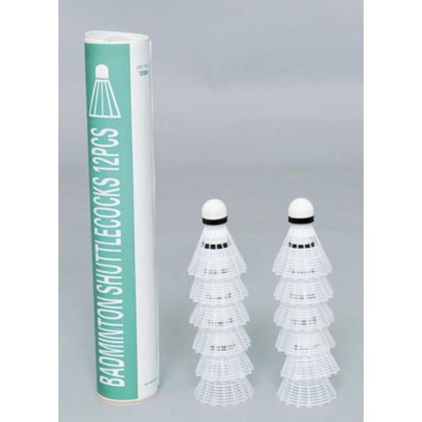 ●耐久性を重視したナイロン羽根を採用。●練習用低価格品です。品番：B-2546W シャトルコック 白商品仕様：●主材／コルク、ナイロン（白・黄色）●寸法・重さ／長さ80mm×幅65mm、5g●仕様／コルクヘッド、ナイロン羽根、12個入り●※...
