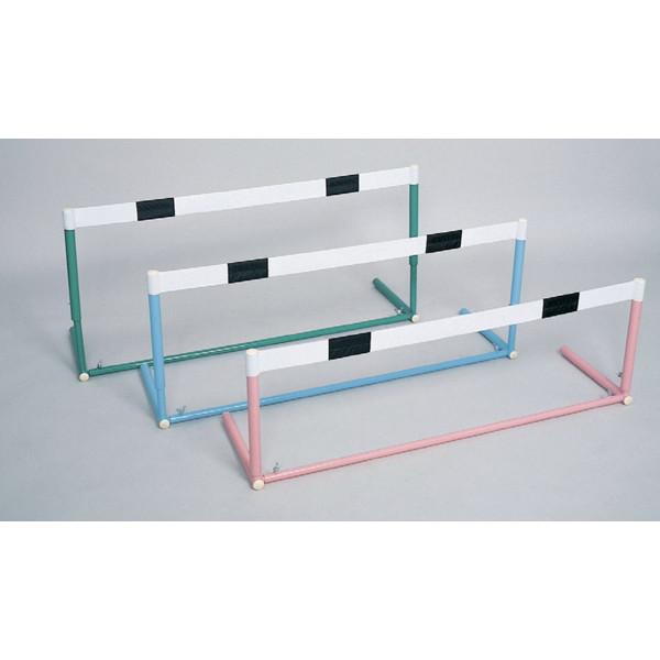 ●入門用として最高のハードルです。●バーもゴム製ですので初心者でも安全に練習することができます。品番：A-414 入門用ハードル商品仕様：●数量／3台1組●寸法／バー幅5cm×厚さ0.1cm（33cm〜53cm調節）●ゴム製●ブルー、ピンク...