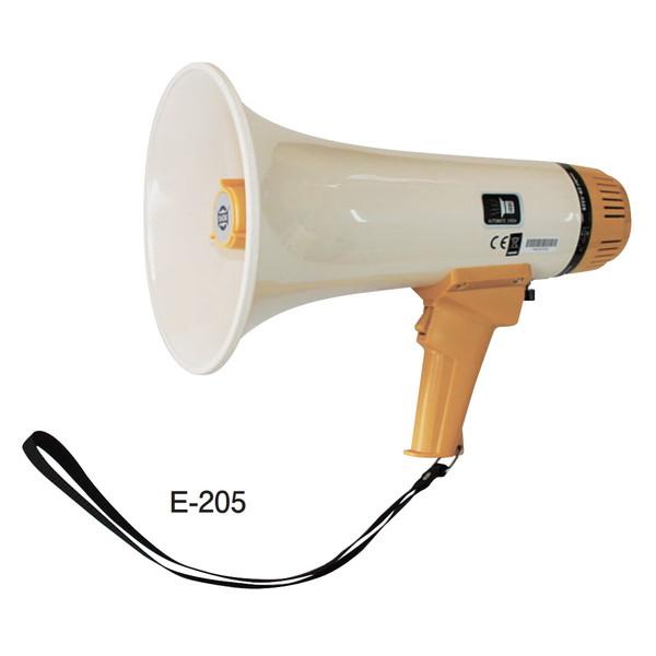 ●ABS樹脂●寸法／口直径190mm×全長320mm●重さ／1100g●乾電池／単三8個●仕様／スピーカーON/OFFスイッチ付き・ボリュームダイヤル式・20W・サイレンプシュサイレン式6W●※電池は別売りです。品番：E-205 ハンドメガ...