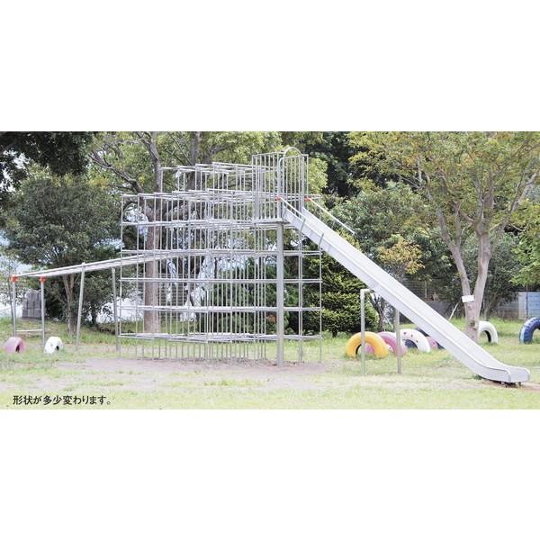 ●ステンレス素材ですので耐久性があり、再塗装の経費がかかりません。品番：S-51 スベリ台付ジャングルジム商品仕様：●寸法／全長13.5m×全幅2.5m×全高3.6ｍ●ステンレス●本製品は、「遊具の安全に関する規準」JPFA-SP-S:20...