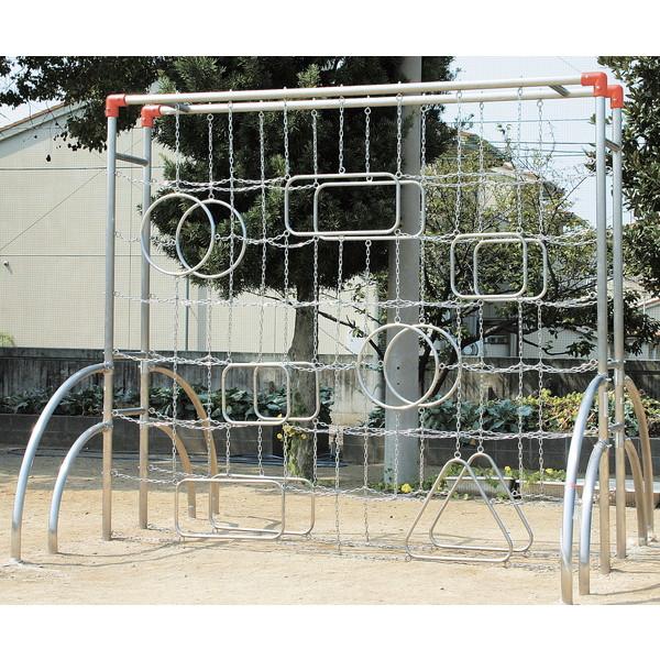 ●チェーンで構成のステンレス製ジャングルジム品番：S-146 チェーンネットジャングル商品仕様：●寸法／全長2.8m×全幅3.4m×全高3.05ｍ●仕様／ステンレス製 コンクリート工事●仕上げはシルバー塗装仕上げとなります。●本製品は、「遊...