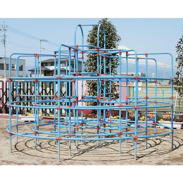 ●スチール製の円形4段型ジャングルジム品番：D-17 キャッスルタワー4段商品仕様：●寸法／全長3m×全幅3m×全高2.34m●仕様／スチール製 コンクリート工事●無鉛塗装●本製品は、「遊具の安全に関する規準」JPFA-SP-S:2024に...