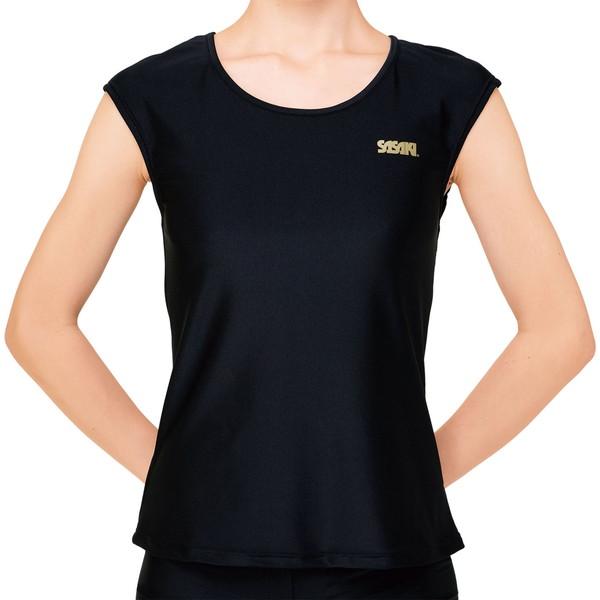 ●Tシャツ感覚の程よい着心地とトップス感覚の伸びと動きやすさ。●背中部分は通気性の良いシースルー素材。品番：#7062-B プレミアムショートフレンチTトップ ブラック商品仕様：●素材：T(EX)+ME送料に関して：【メール便発送送料無料】...