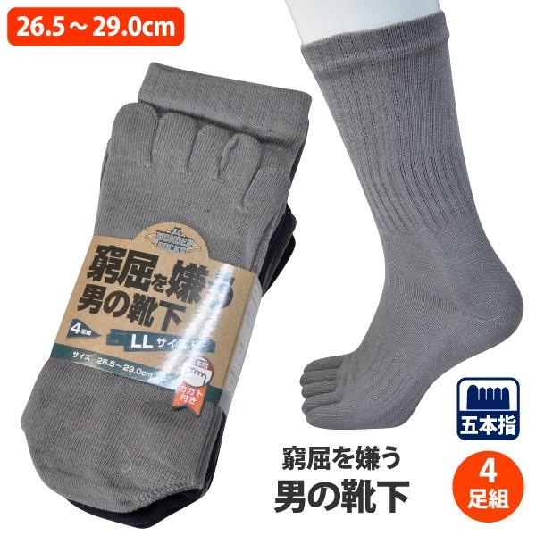 ●ワーキングからビジネスまで快適にはける５本指ソックス●　◆特長◆・テーパー設計で締め付けないのにズレにくい・LLサイズだから、足の大きい方にもジャストサイズ・履き口Wゴムで洗濯に強い・土踏まずサポーター付きでフィット感UP・履きやすいカカ...