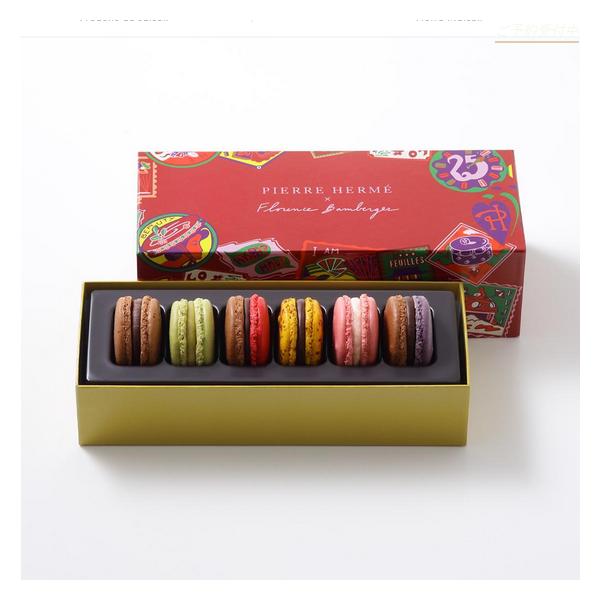 ピエール・エルメ・パリ マカロン 6個詰合わせ×１個 Saint Valentin 2025　ショップ袋付き洗練された珠玉のお菓子。バレンタインに合わせて、フルーティなフランボワーズと芳醇なショコラノワールの「クロエ」など、ショコラのフレー...
