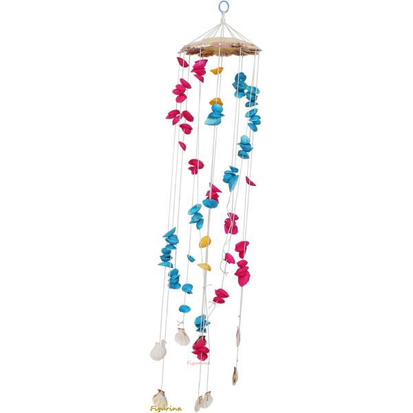 【発売日：2025年03月10日】ビーチシェルデコレーション-海辺の装飾、風に吹かれる貝殻の音がビーチにいるような気分にさせてくれます。窓風鈴―見た目も美しく、装飾性にも優れた、カラフルな貝殻風鈴の数々をカラフルな螺旋形の風鈴-シェル風鈴は...