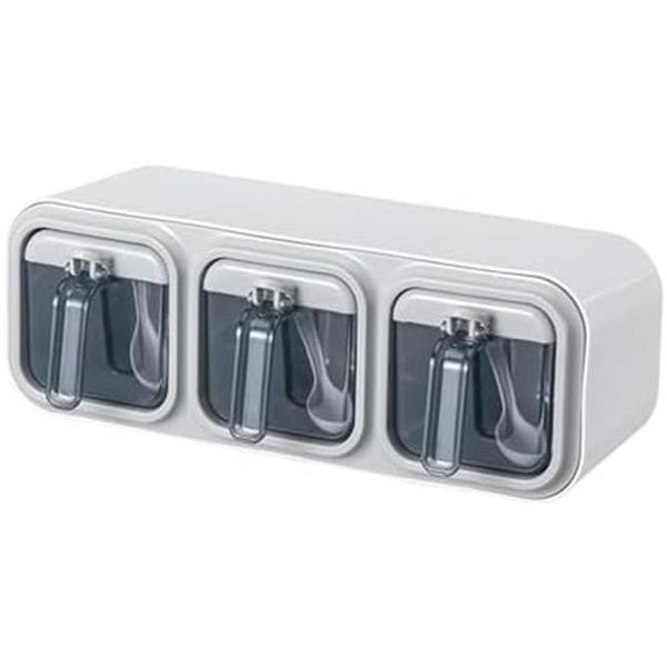 【発売日：2024年04月02日】透明で使いやすい！調味料の残量が一目瞭然調理の必需品！3つのクリアスパイスボックスで調味料をすっきり収納スペースを有効活用！キッチンを片付けるのに最適な透明調味料ボックス片手でラクラク！ワンタッチで開閉が簡...