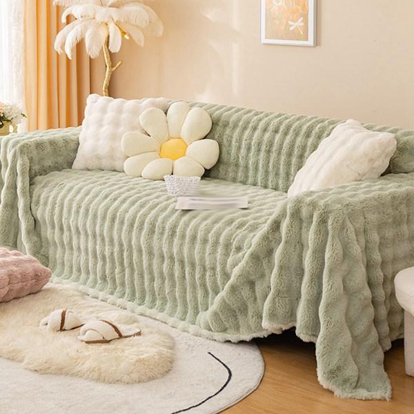 【発売日：2024年01月15日】【四季通用】フェイクラビットファー素材は手触りがよく、温かみを感じさせます。 寒さ対策だけでなく、夏の冷房対策にも使えるので、季節を問わず一年中使える毛布です。(ソファーカバーには枕が付属していません）。【...