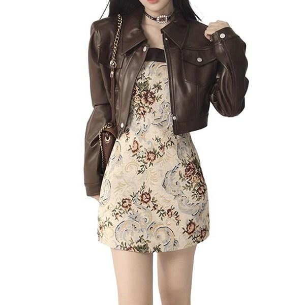 【発売日：2023年09月25日】【デザイン性と実用性】袖女性のためのフェイクレザーは、パーソナライズされた編組ロープデザインとカラーと肩を立って防風性。女性のためのスリムフィットのオートバイのジャケットは、防風性と水の女性のためのスリムフ...