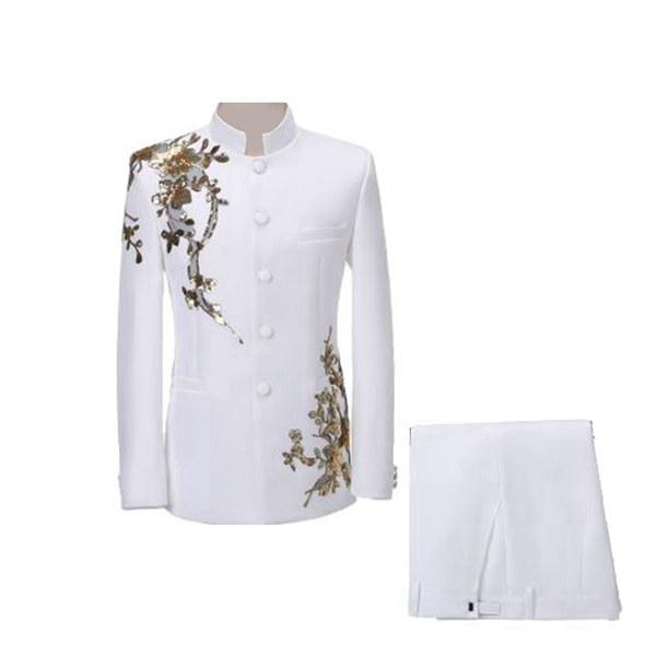 唐スーツ 演出服 礼服 メンズ 長袖 ハンサム 花柄 上下セット チャイナ風 フイット 洋服 唐装 株式会社錦カッコイイ フォマール スタイリッシュ 唐スーツ 演出服 礼服 メンズ 長袖 ハンサム 花柄 上下セット チャイナ