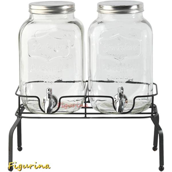 【発売日：2024年07月03日】便利なパッケージ内容: 各パッケージにはガラス瓶2個、蛇口1個、スタンド1個が付属しており、簡単に組み立ててご使用いただけます。【素材】: このドリンクディスペンサーはガラス製で、耐久性と寿命を保証する透明...