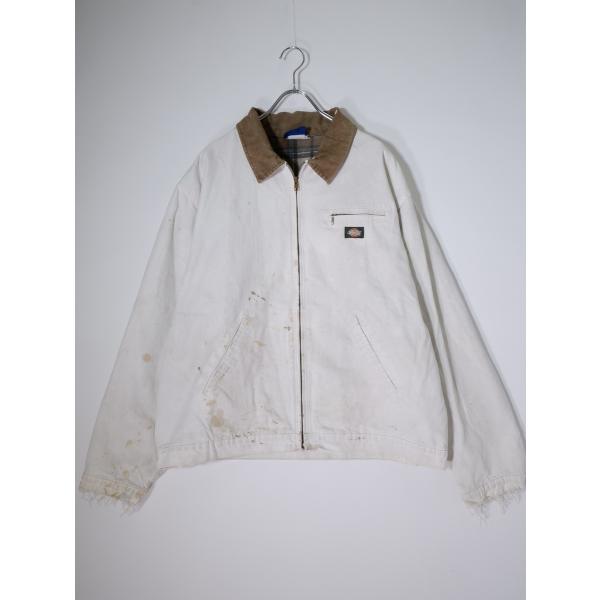 【ブランド】Dickiesディッキーズ【アイテム】90's 90年代 BORO襤褸 デトロイトジャケットXXL【サイズ】サイズ[XXL] 肩幅約59cm/身幅約73cm/着丈約67cm/袖丈約64cm【カラー】ホワイト【素材】表記消え不明【...