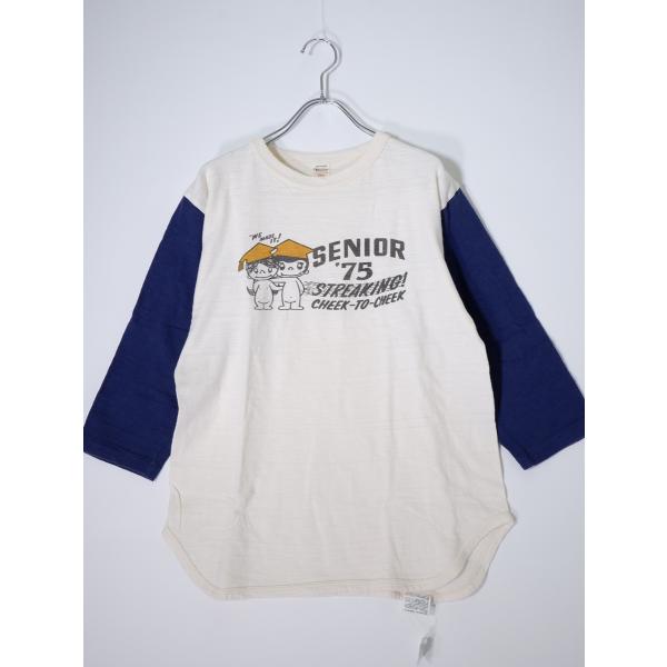 【ブランド】WAREHOUSEウエアハウス【アイテム】7分袖ベースボールTシャツ SENIOR 75【サイズ】サイズ[S] 肩幅約43cm/身幅約46cm/着丈約60cm/袖丈約39cm【カラー】ナチュラル|ネイビー【素材】コットン100％...