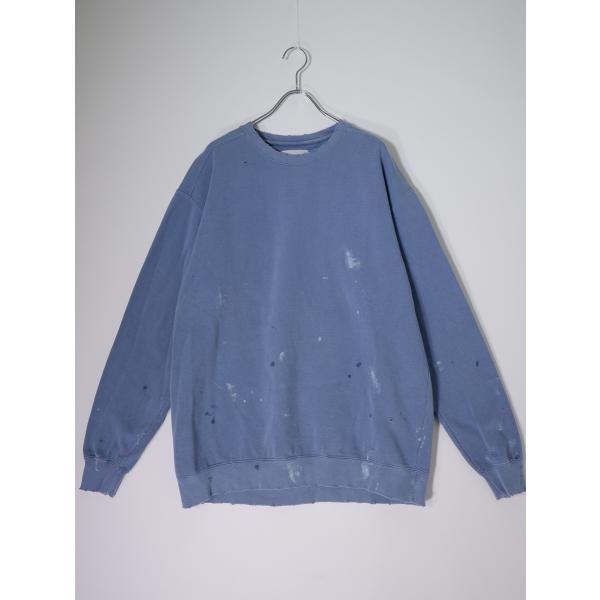 【ブランド】F.U.L.Lフル【アイテム】2024SS WORN OUT SWEATスウェット【サイズ】サイズ[2] 肩幅約56cm/身幅約58cm/着丈約75cm/袖丈約63cm【カラー】ブルー【素材】コットン80％ポリエステル20％【状...
