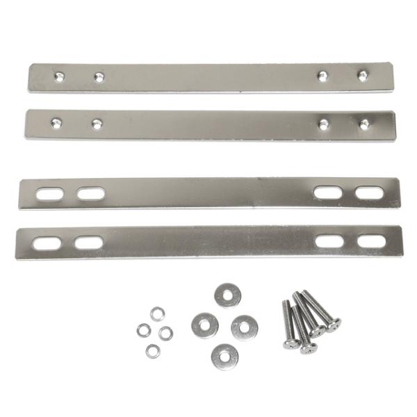 ■商品情報・リアバスケット用の取り付け金具一式・サビに強いステンレス製・上板の穴を横長にゆとりをもたせることで、取り付けの際にリアキャリアの線材に干渉しない高い汎用性・ボルト長：40mm※商品画像はイメージです。