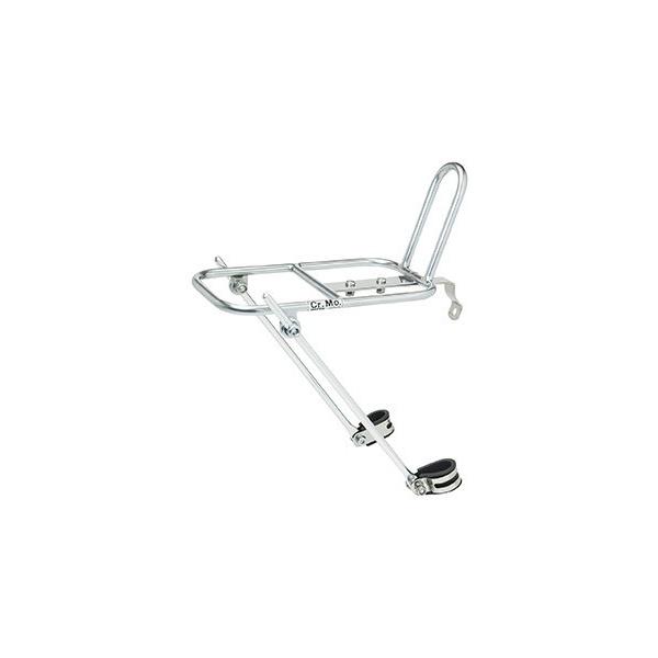 サイドプルブレーキ対応のフロントキャリア。フロントフォークにキャリアダボが無くても付属のバンドによりに装着可能※カーボンフォークには対応しておりません。■商品情報・カラー：シルバー(スーパーダルメッキ)・材質：クロモリ・重量：350g・最大...