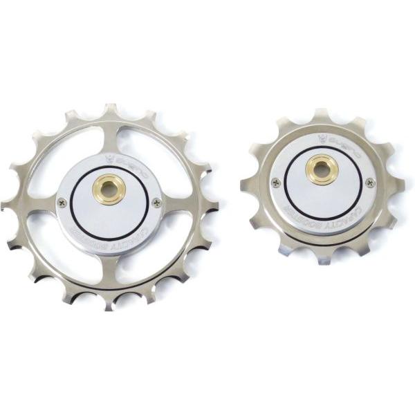 ■商品紹介・シマノ製12速用のプーリーが新登場！・純正プーリーから付け替えるだけでリアディレイラーのキャパシティを増加させ、CY4-SHCの32T/33Tを使用した際のチェーンの弛みを解決します。(1)揺動型エキセントリック機構　取付軸の偏...