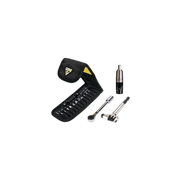 小型ラチェットハンドル&amp;ビットに、エクステンド バー、チェーンツール、タイヤレバー、2 〜6Nmまでのトルクを測定できるナノ トルクビットがセットになった携帯ラチェット ツール キット。■商品情報・材質：ラチェット レンチ : クロ...