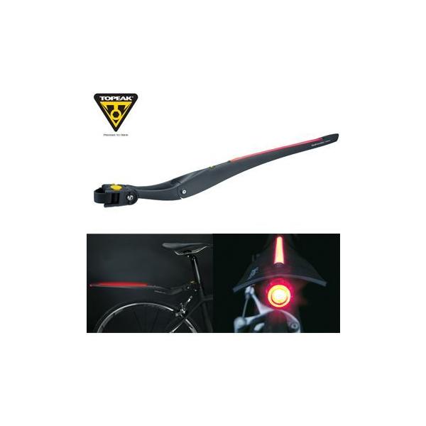 ロードバイク用リアフェンダーに、LEDライトを組み込んだ「ディフェンダーiグロウ」。上面の長さ約25cmの長い上方にも光を放つライトは、自転車から見下ろす位置になるため視認性が高く、安全です。サイズ：L558 x W58 x H37mm重量...