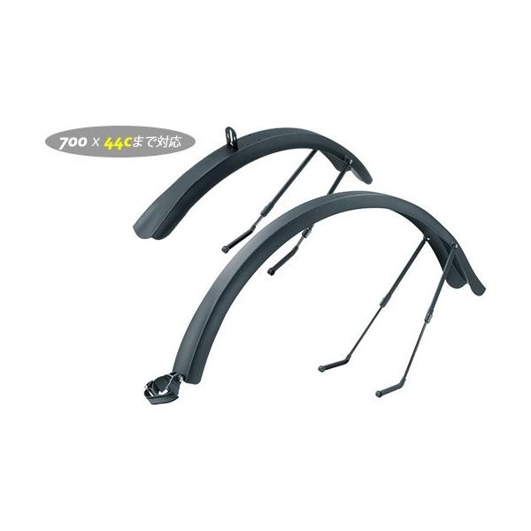 トレッキング バイクに最適なフェンダー“ディフェンダー TX”。ステーの長さを調整できるので、自転車に合わせた最適なクリアランスに調整できます。700 x 44Cまで対応。■商品説明素材：　本体/インジェクション成型 耐衝撃プラスチック、ス...