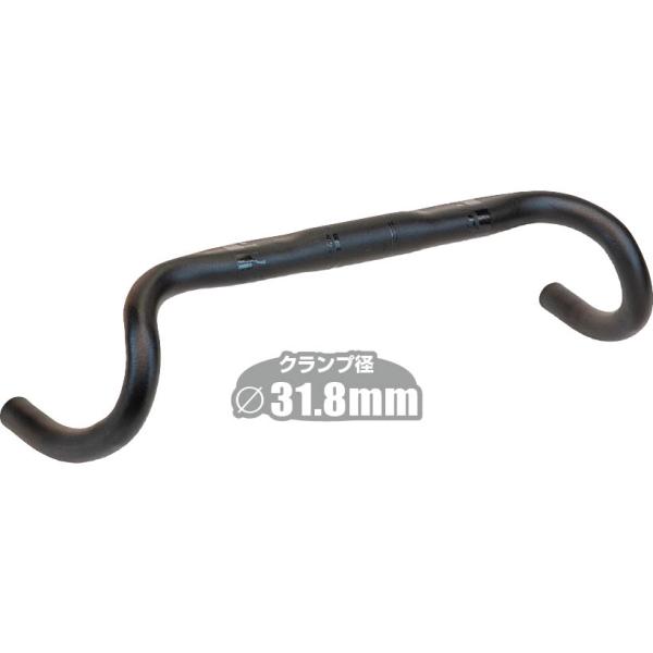 グラベルロード、ツーリングに適した、エンド部がフレア形状のエアロシェイプドロップバー・#6061-T6 アルミ合金・ドロップ : 125mm・リーチ : 70mm・フレア角： 12°・クランプ径 : Φ31.8mm・バー径 : Φ24.0m...