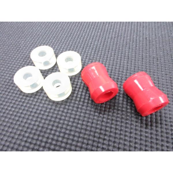 ランドクルーザー FJ50 FJ51 FJ55 フロント ショックアブソーバー ウレタンブッシュ　フロントショックアブソーバー強化ウレタンブッシュセットです。下側が抱き合わせの目玉ブッシュで上側が平ブッシュのタイプに適合します。 純正ゴムブ...