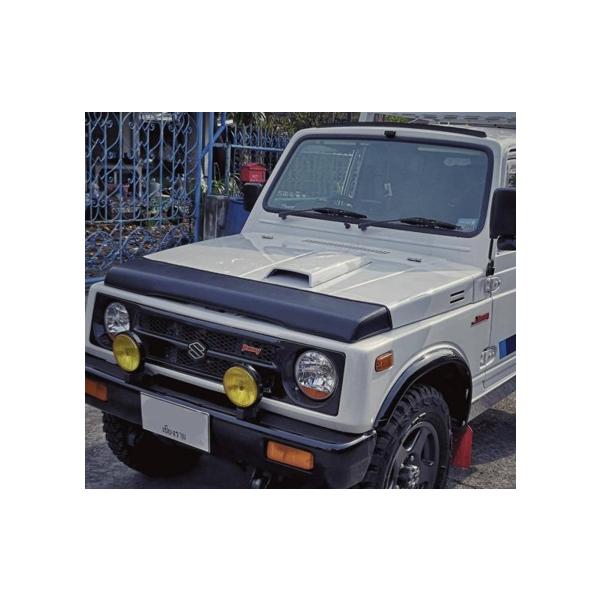 国内出荷 ジムニー JA11 用 ノーズブラ バグガード国内在庫ですので即納です。職人が丁寧に一つずつ製作しております。低価格ですがシッカリとした品質のものになっております。表面材質：シボ加工ビニールレザー裏面材質：傷防止起毛素材※初期不良...
