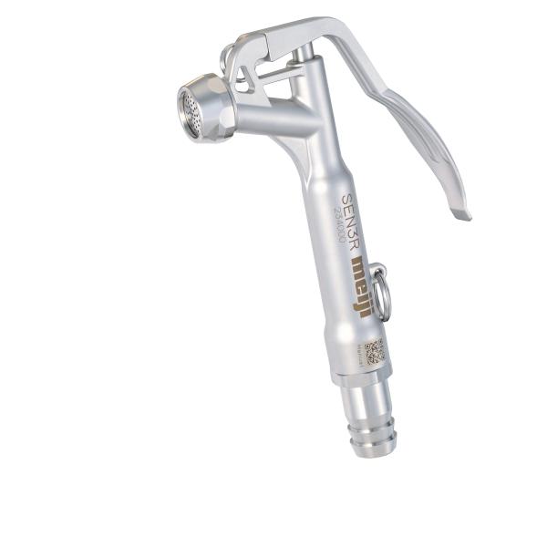メーカー：明治機械製作所商品名：洗浄ガンSEN3R-4W型式：SEN3R-4W（切り替えノズルナシ、ジョイント--1/2タケノコホースジョイント）食品衛生法適合素材で作られた食品、薬品製造工場様に最適な洗浄ガンです！様々な製造現場で、多くの...