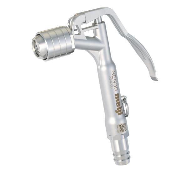 メーカー：明治機械製作所商品名：洗浄ガンSEN3R-4WK型式：SEN3R-4WK（切り替えノズルあり、ジョイント--1/2タケノコホースジョイント）食品衛生法適合素材で作られた食品、薬品製造工場様に最適な洗浄ガンです！様々な製造現場で、多...