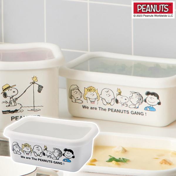 品名PEANUTS ホーローレクタングルストッカー M商品詳細新潟県燕市でホーローの美しい光沢の表面にひとつひとつ絵柄を丁寧に手で貼り施しているホーロー製品です。ゆったりとくつろぎムードで和やかな表情をしたスヌーピー＆ピーナッツの仲間たち。...