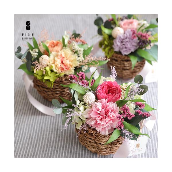 カーネーションは春の花。品種によっては四季咲きのものもあり、年中様々な品種で楽しむことのできる身近なお花。可愛いフリルのお花はお祝いのお花に大人気。そんなカーネーションとおしゃれなカップ咲きローズを、バスケットにアレンジした「パルフェ」3色...