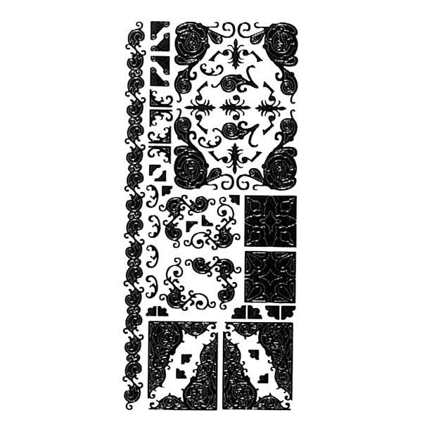 シートサイズ：10ｘ22.9cm☆ノーマルタイプHOTP1577 ブラック☆非常に細かくカットされたシール。作品の装飾に最適。シールなので簡単に貼れます。繊細な作りなので、抜きの部分を使っても綺麗。☆デザインを判り易くするため、まわりを剥が...