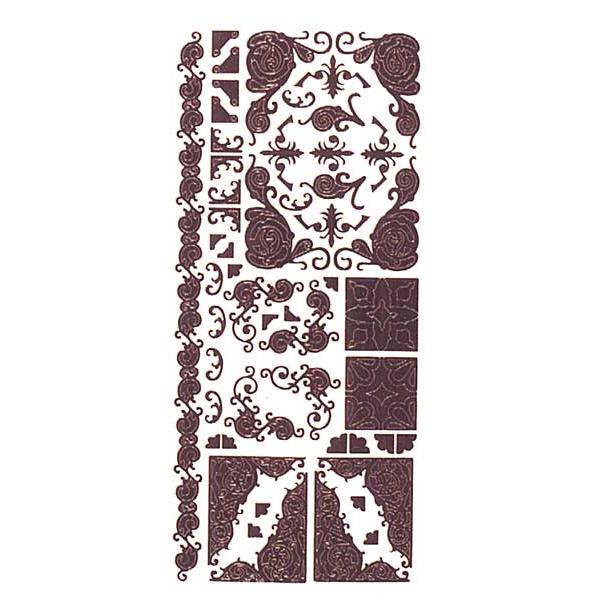 シートサイズ：10ｘ22.9cm☆ノーマルタイプHOTP1578 ブラウン☆非常に細かくカットされたシール。作品の装飾に最適。シールなので簡単に貼れます。繊細な作りなので、抜きの部分を使っても綺麗。☆デザインを判り易くするため、まわりを剥が...