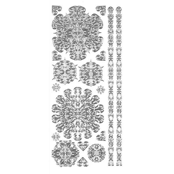 シートサイズ：10ｘ22.9cm☆ノーマルタイプHOTP1851 シルバー☆非常に細かくカットされたシール。作品の装飾に最適。シールなので簡単に貼れます。繊細な作りなので、抜きの部分を使っても綺麗。☆デザインを判り易くするため、まわりを剥が...