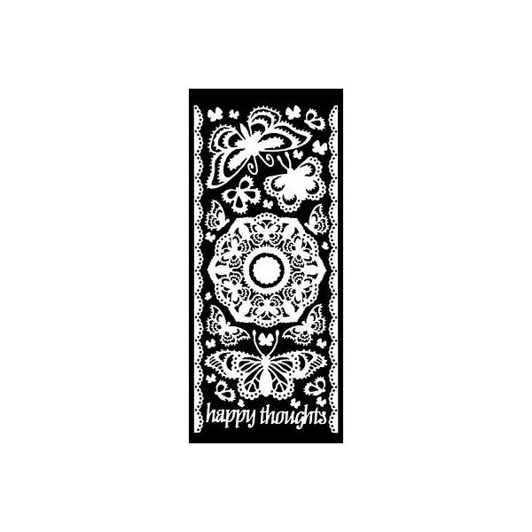 シートサイズ：10ｘ22.9cm☆ノーマルタイプ HOTP2435ホワイト☆非常に細かくカットされたシール。作品の装飾に最適。シールなので簡単に貼れます。繊細な作りなので、抜きの部分を使っても綺麗。☆デザインを判り易くするため、まわりを剥が...