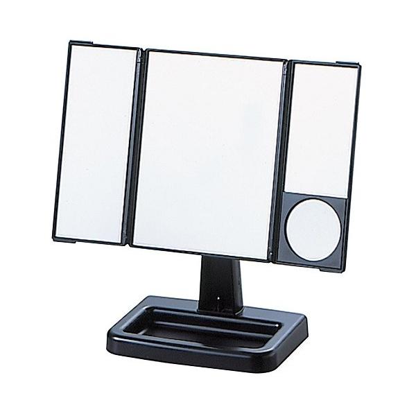 NHKニュース　おはよう日本で紹介された縦横兼用の三面鏡です！☆タテにヨコに360度回転する画期的な三面鏡。☆普通の三面鏡としてメイクや髪型のチェックはもちろんのこと一番活躍するのがアイメイク！☆横の三面鏡にすると伏し目や上目使いがチェック...