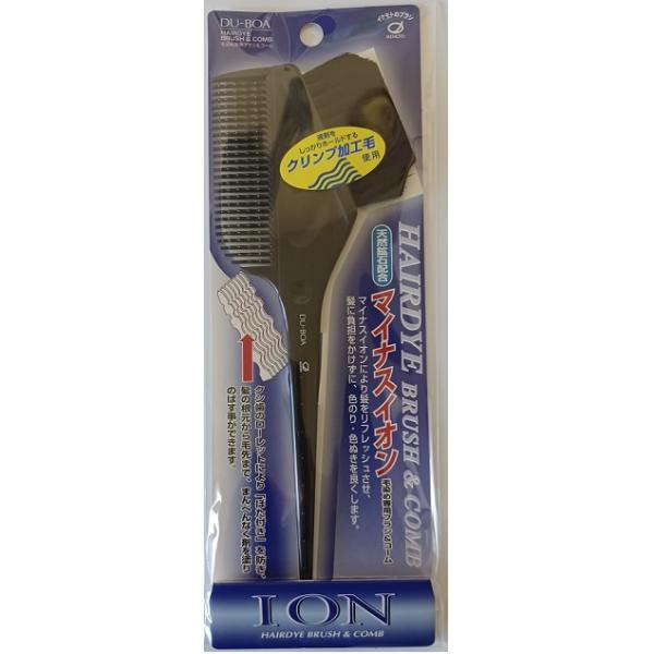 天然鉱石配合マイナスイオン　毛染め専用ブラシ＆コームマイナスイオンにより髪をリフレッシュさせ、髪に負担をかけずに、色のり、色ぬきを良くします。クシ歯に刻まれたローレット(溝)がぼた付きを防ぎ、髪の根元から毛先までまんべんなく塗りのばす事がで...