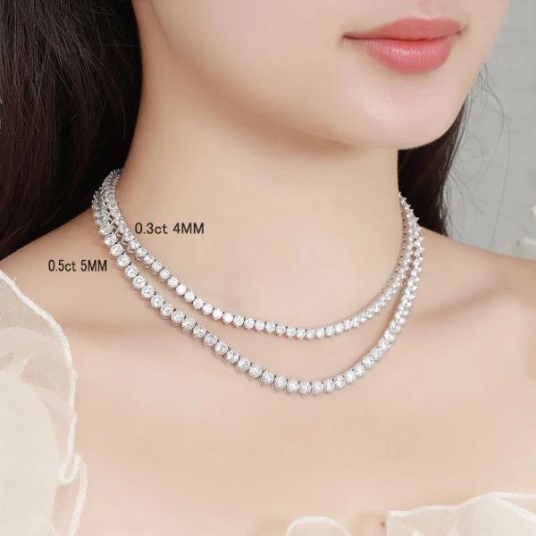 本商品は海外からの発送となり到着までに2週間程度を頂戴します。予めご了承くださいませ。商品名3mm 1ct 4mm 3 ct 5mm 5ct フル モイサナイト 爪 ネイル テニス スポーツ ネックレス レディース 95 スターリング シル...