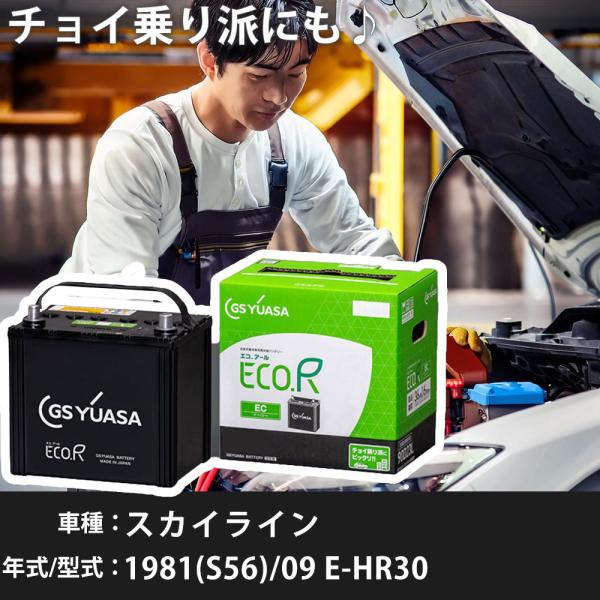 日産スカイライン【年式型式】1981(S56)/09【仕様】2000cc/標準地【適合参考】 GSユアサ ECシリーズ EC-60B19R