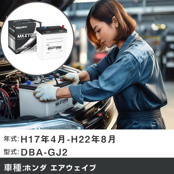 ホンダ エアウェイブ 【年式型式】H17年4月-H22年8月 DBA-GJ2 【仕様】1500cc/4WD/充電制御システム搭載車/標準地仕様車 適合参考 マックストーム MAXTORM SILVER MF55B19L