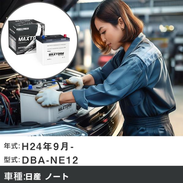 日産 ノート 【年式型式】H24年9月- DBA-NE12 【仕様】1200cc/4WD/充電制御システム搭載車/寒冷地仕様車 適合参考 マックストーム MAXTORM SILVER MF65B24L