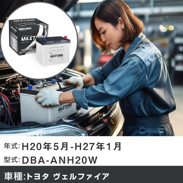 トヨタ ヴェルファイア 【年式型式】H20年5月-H27年1月 DBA-ANH20W 【仕様】2400cc/サイドリフトアップ車除く/充電制御システム搭載車/標準地仕様車 適合参考 マックストーム MAXTORM SILVER MF95D23L