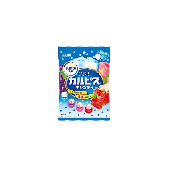 「カルピス」の爽やかでやさしい味わい。定番の「カルピス」（白）と、ぶどう、もも、マンゴーの４種アソートキャンディ。乳酸菌を配合。